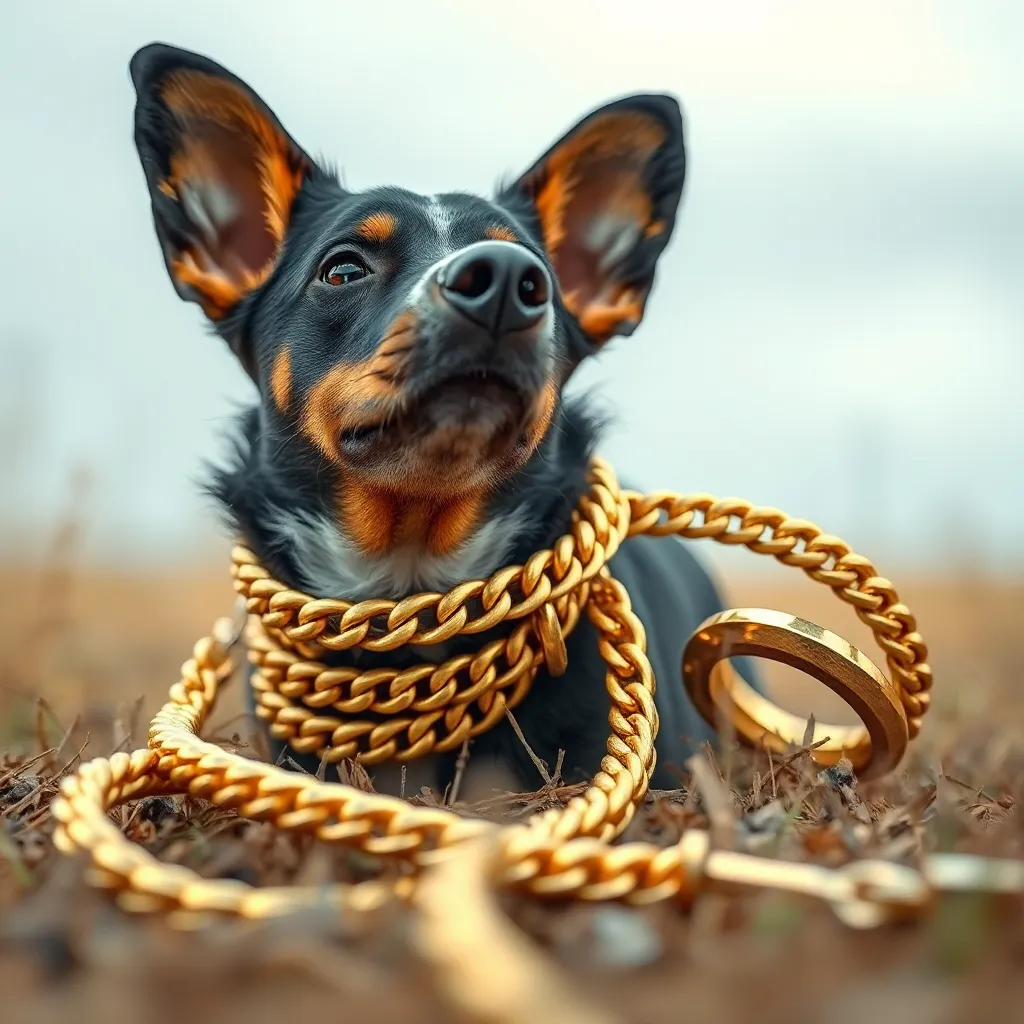 Stylish Gold Chain Dog Collars and Leashes